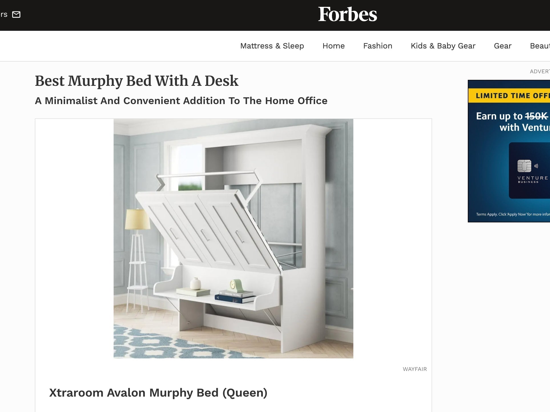 Featured by Forbes: Best Murphy Bed with Desk